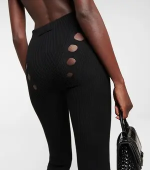 JEAN PAUL GAULTIER Cutout High-rise Flared Wool Pants