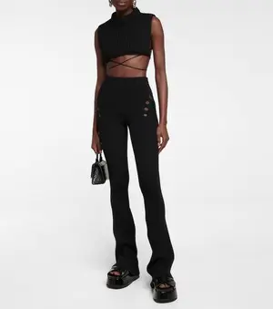 JEAN PAUL GAULTIER Cutout High-rise Flared Wool Pants