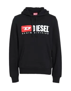 DIESEL® S-ginn-hood-div Cotton Sweatshirt - Black