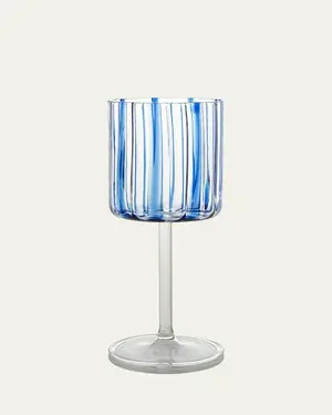 TUTTOATTACCATO Striped Wine Glass - Blue