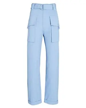 Magali Pascal Noelle Belted Cotton Utility Pants - Blue-lt