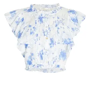 LoveShackFancy Nora Floral Cotton-voile Crop Top - Multi