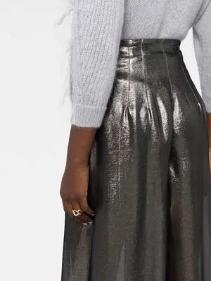 Alberta Ferretti Metallic High Waist Wide-leg Trousers
