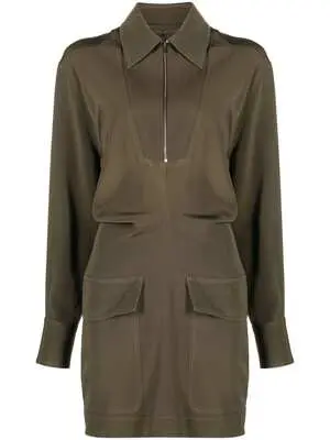 Victoria Beckham Flap-pocket Minidress - Green