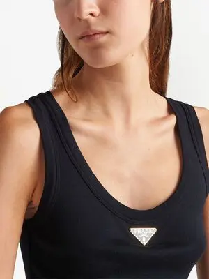 Prada Ribbed-knit Jersey Tank Top - Black