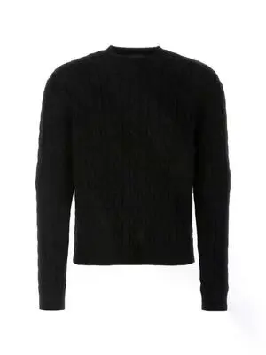 Prada Logo-embroidered Cable-knit Jumper - Black