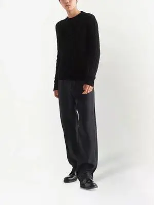Prada Logo-embroidered Cable-knit Jumper
