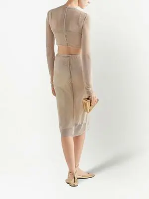 Prada Pearl-embellished Mesh Top - Neutrals