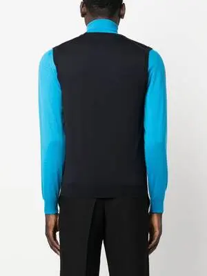 DRUMOHR Sleeveless Merino Wool Cardigan - Blue