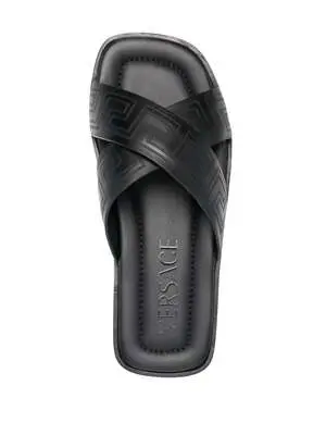 Versace Greca-pattern Open-toe Slides