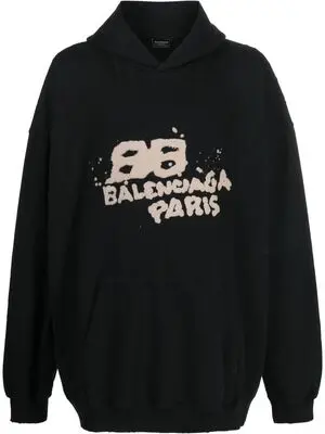 Balenciaga Graffiti Logo Cotton Hoodie