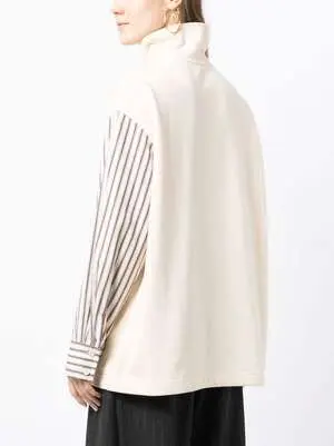 Goen.j Striped Layered Poplin Shirt-sweatshirt