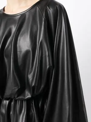 Goen.j Faux-leather Draped Top
