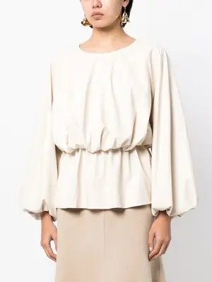 Goen.j Puffer Faux-leather Blouse