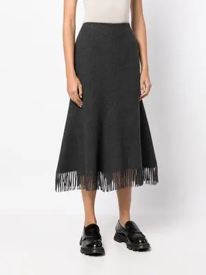 Goen.j Fringed A-line Wool-blend Skirt