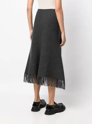 Goen.j Fringed A-line Wool-blend Skirt