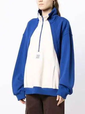 Goen.j Contrast Paneled Half-zip Sweatshirt - Blue