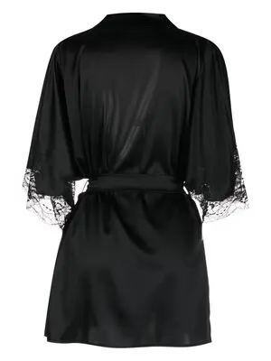 FLEUR OF ENGLAND Lace-trim Silk Robe