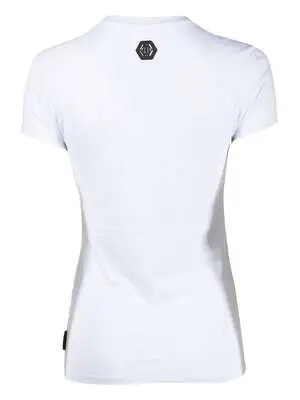 Philipp Plein Skull Strass V-neck T-shirt - White