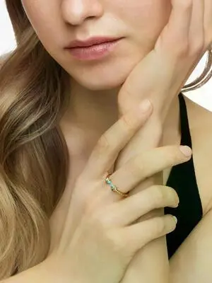 David Yurman 18kt Gold Renaissance Turquoise Ring - Yellow