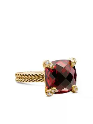 David Yurman 18kt Yellow Chatelaine Garnet And Diamond Ring - Gold