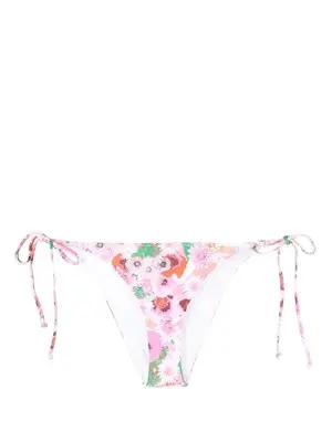 GANNI Floral-print Bikini Bottom - Pink