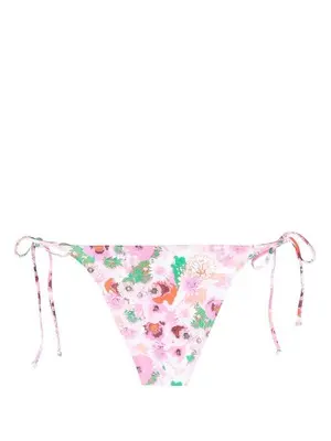 GANNI Floral-print Bikini Bottom - Pink