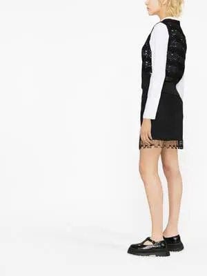 GANNI Fringed Jacquard Skirt