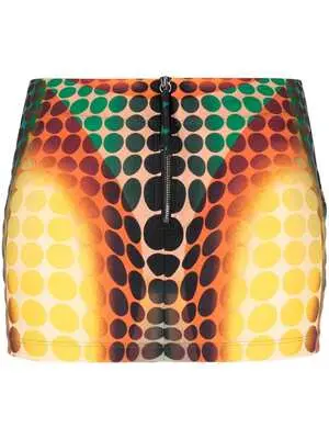 JEAN PAUL GAULTIER The Brown Dot-print Ini Skirt Orange