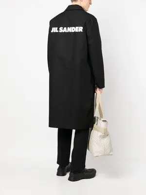 JIL SANDER Logo-print Cotton Coat - Black