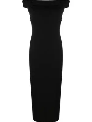 REFORMATION Jamen Off-shoulder Knitted Midi Dress - Black