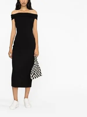 REFORMATION Jamen Off-shoulder Knitted Midi Dress - Black