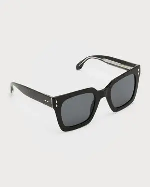 Isabel Marant Logo Square Acetate Sunglasses - 0807 Black