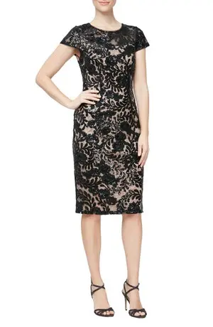 Alex Evenings Beaded Sheath Dress