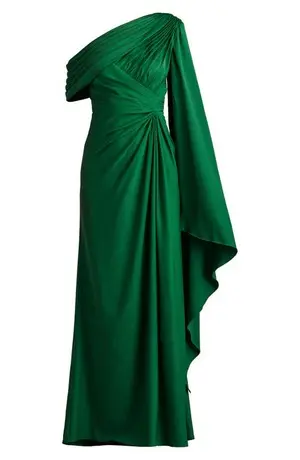 Tadashi Shoji Ember One-shoulder Gown - Bamboo