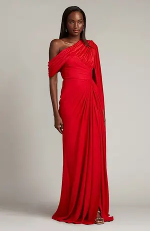 Tadashi Shoji Ember One-shoulder Gown - Lava Red