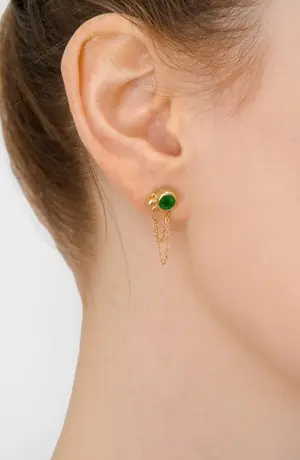 Anzie Bonheur Emerald Chain Stud Earrings