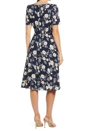 HARPER ROSE Floral Puff Sleeve Fit & Flare Dress