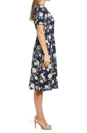 HARPER ROSE Floral Puff Sleeve Fit & Flare Dress