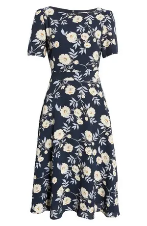 HARPER ROSE Floral Puff Sleeve Fit & Flare Dress