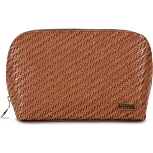 Stephanie Johnson Woven Faux-leather Makeup Bag - Cognac