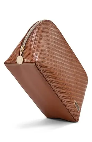 Stephanie Johnson Woven Faux-leather Makeup Bag - Cognac