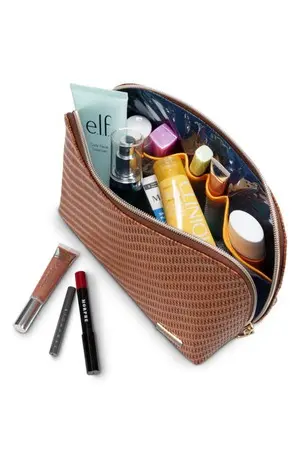 Stephanie Johnson Woven Faux-leather Makeup Bag - Cognac