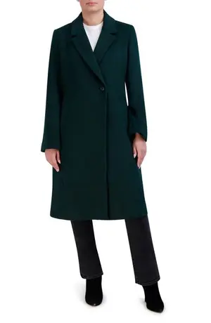 Cole Haan Asymmetric Wool Blend Coat Forest