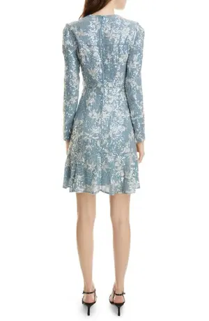 Erdem Bette Sequin Vine Long Sleeve Dress