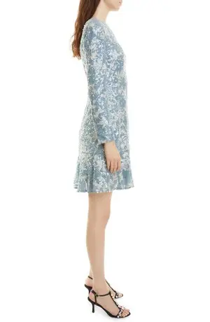 Erdem Bette Sequin Vine Long Sleeve Dress