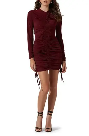 Astr The Label Ruched Long Sleeve Bodycon Minidress