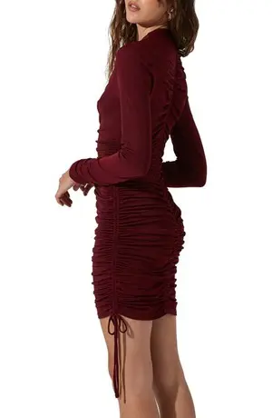 Astr The Label Ruched Long Sleeve Bodycon Minidress