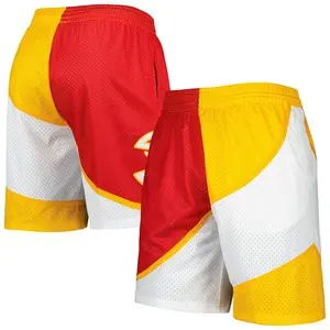 Mitchell & Ness Yellow Atlanta Hawks Hardwood Classics 1986 Split Swingman Shorts - Red