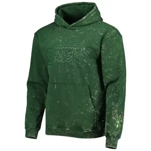 THE WILD COLLECTIVE Milwaukee Bucks Tonal Acid Wash Pullover Hoodie